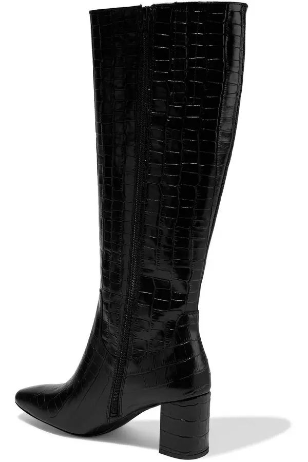 Iris & Ink Coraline Croc-effect Leather Knee Boots