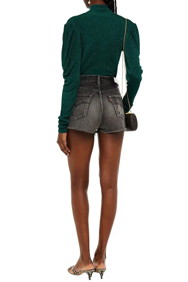 Caroline Constas Metallic Ribbed-knit Turtleneck Sweater