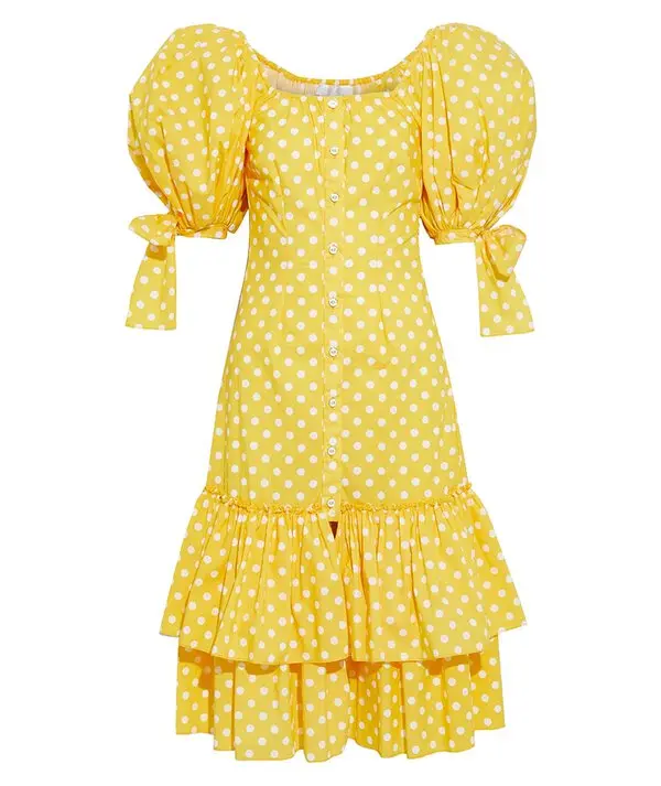 Caroline Constas Nella Tiered Polka-dot Cotton-blend Poplin Midi Dress Size