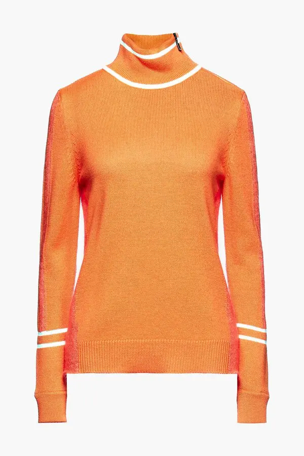 Bogner Xila Striped Wool Turtleneck Sweater - Bright Orange