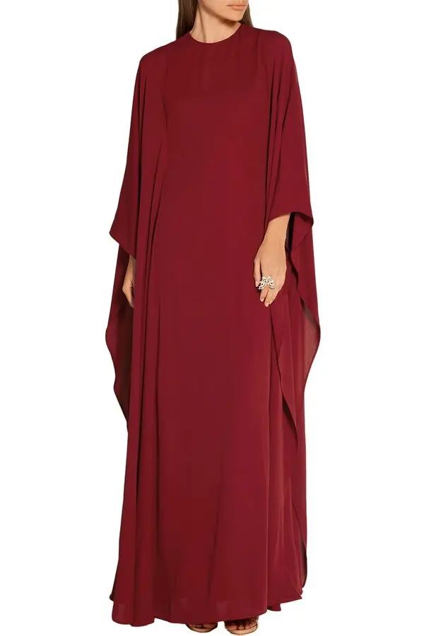 Valentino Garavani Silk-blend Crepe Kaftan Burgundy