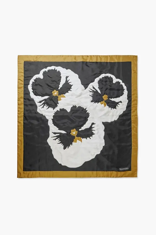 Valentino Garavani - Valentino Garavani - Quilted Silk-twill Scarf - Black - OneSize