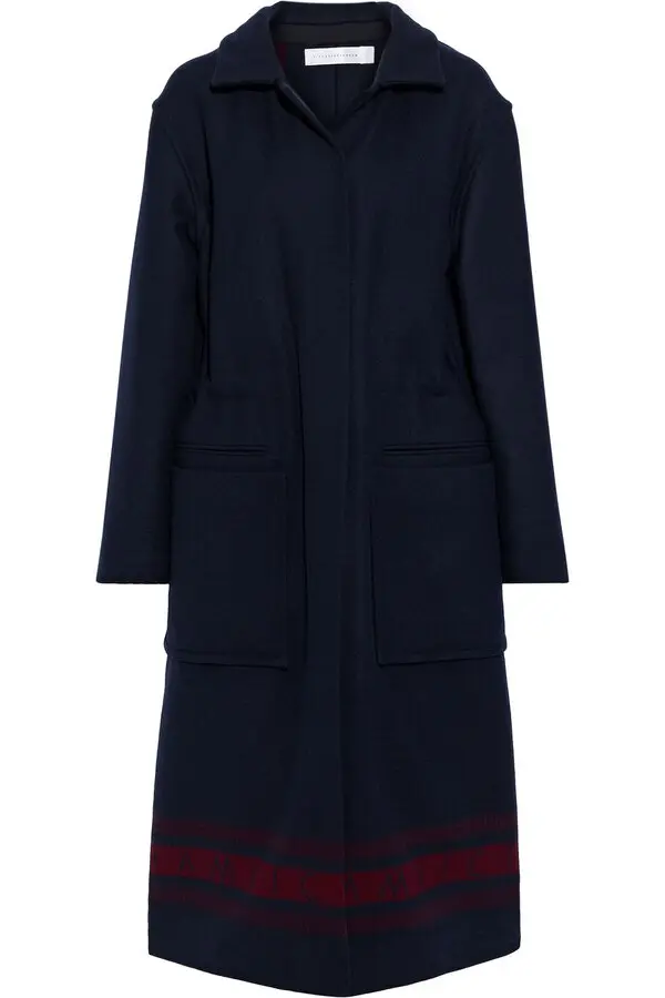 Victoria Beckham Splitback Wooljacquard Coat - Navy