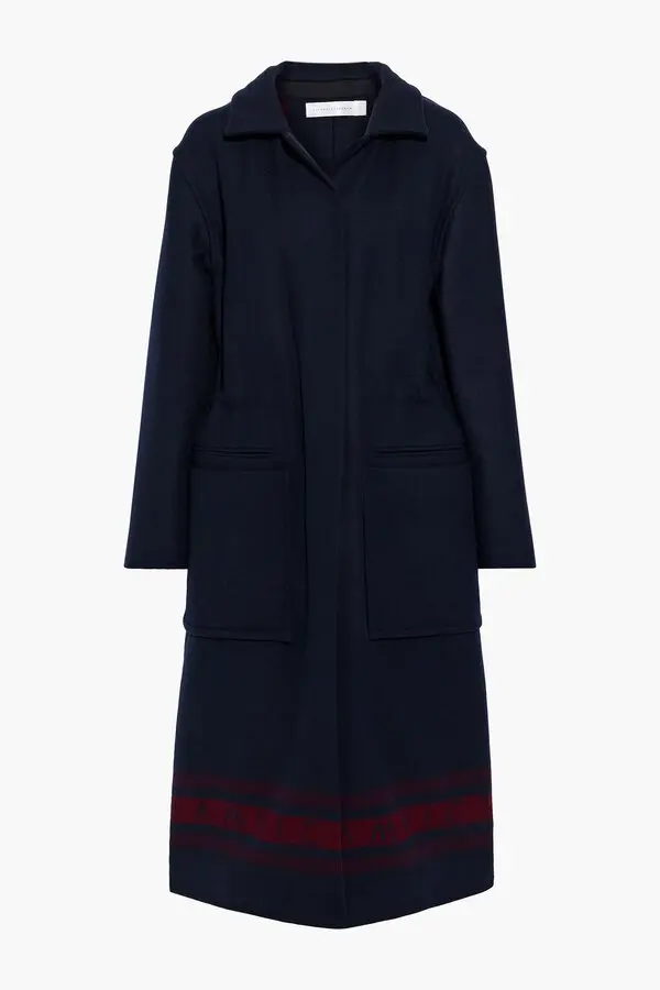 Victoria Beckham Splitback Wool-jacquard Coat - Navy