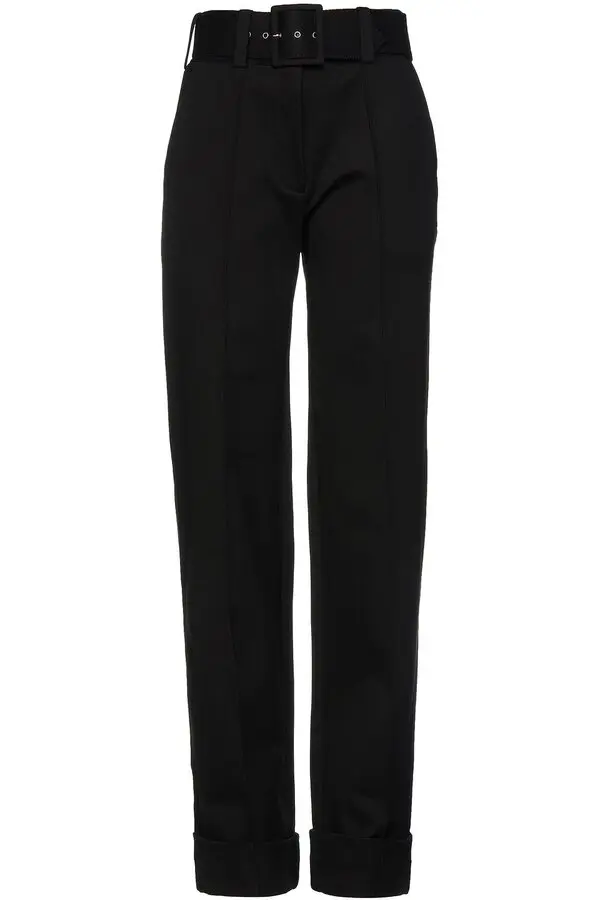 Victoria Beckham Belted Stretch-ponte Wide-leg Pants - Black