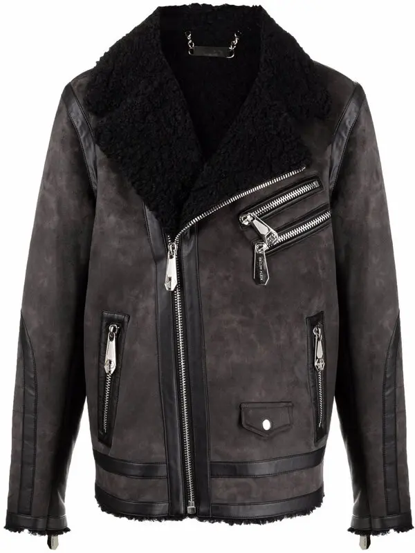 Philipp Plein Iconic Suede Biker Jacket