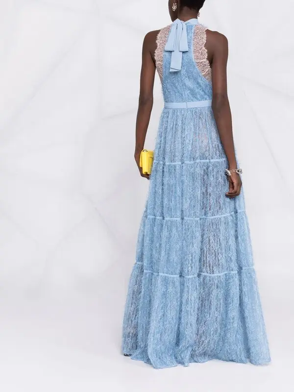 knee length dresses for ladies Shirred Ruffle Sleeve Tiered Midi Dress, Brown Abstract – Jolie Moi Retail main image 0