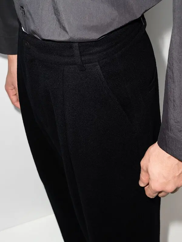 Studio Nicholson Navy Wool Wide-leg Trousers - Blue