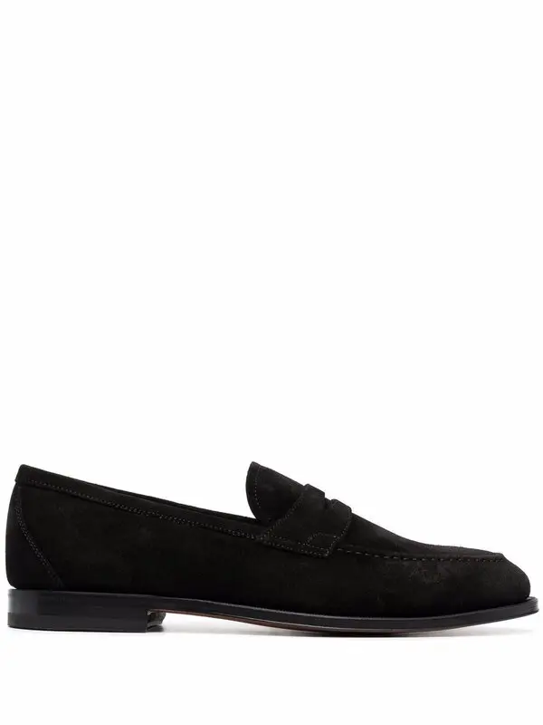 SCAROSSO Stefano Suede Penny Loafers - Black