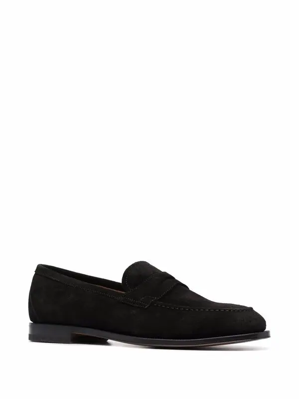SCAROSSO Stefano Suede Penny Loafers - Black