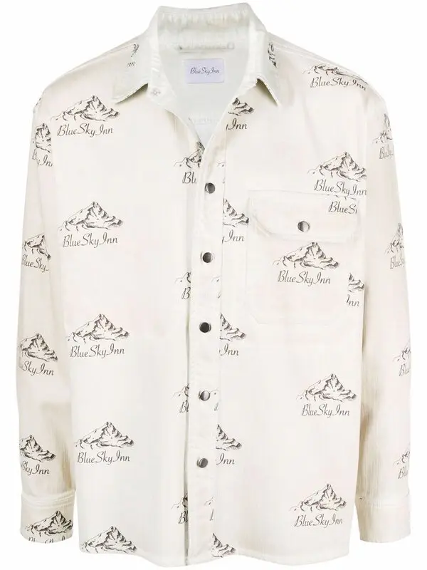 BLUE SKY INN Logo Mountain-print Jacket - Neutrals