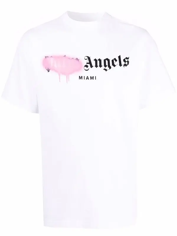 Palm Angels Miami Sprayed-logo T-shirt - White