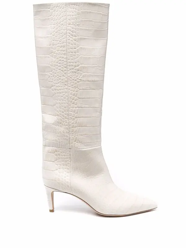 Paris Texas Croc-effect Leather Boots - White
