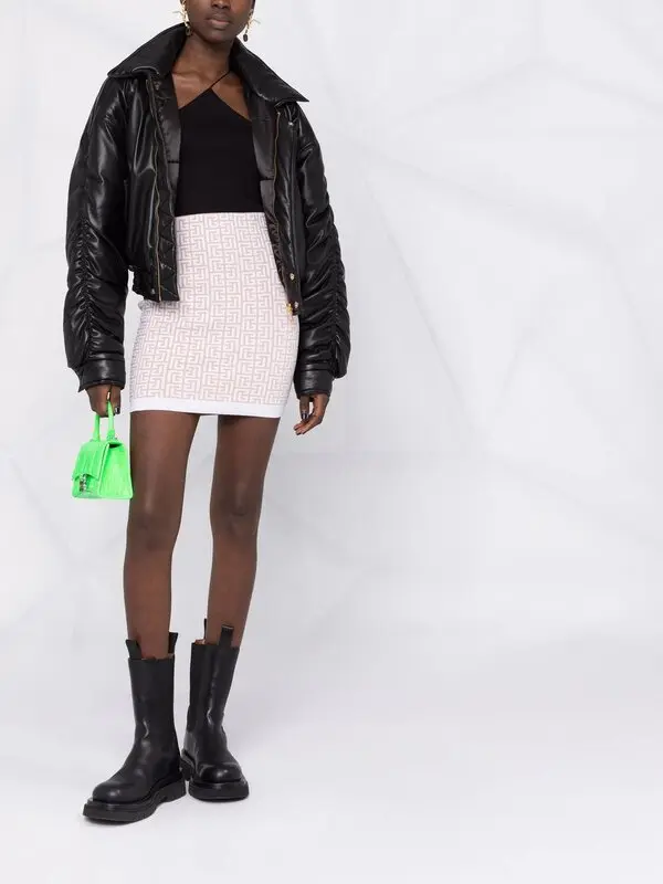 Balmain Monogram Knitted Skirt - Neutrals