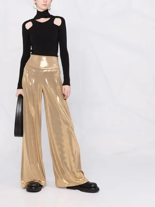 Norma Kamali Metallic High-waist Trousers