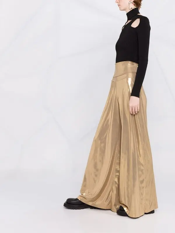 Norma Kamali Metallic High-waist Trousers