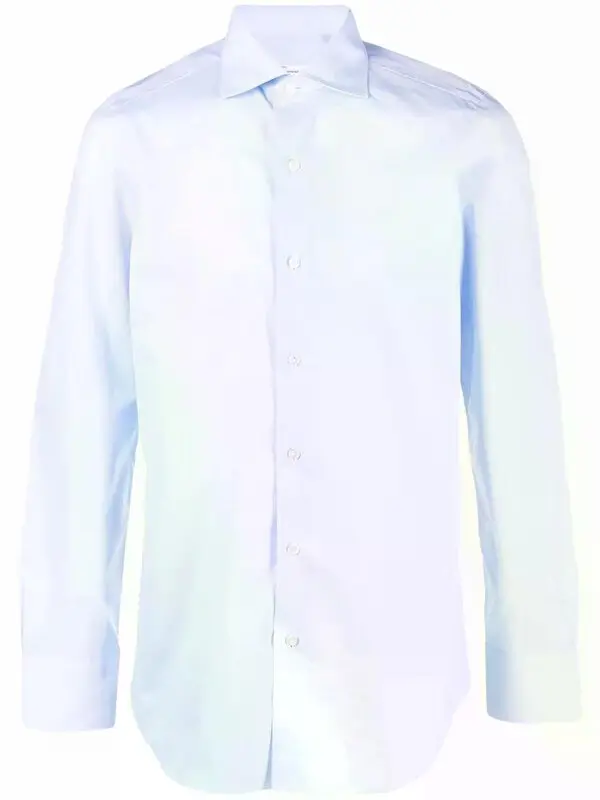 FINAMORE 1925 Long-sleeve Cotton Shirt - Blue