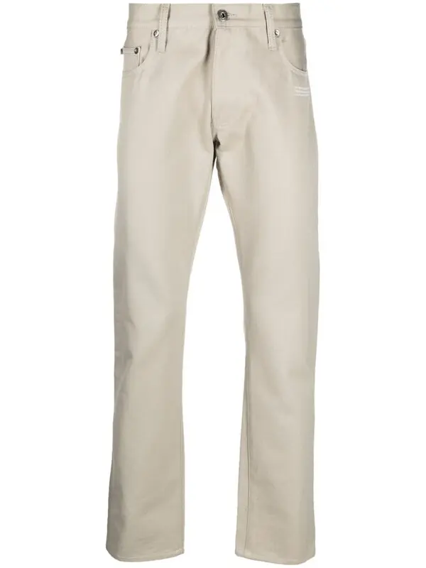 Off-White Logo-print Straight-leg Jeans - Neutrals