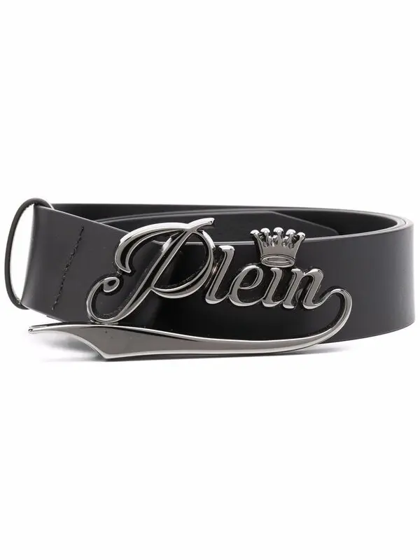 Philipp Plein King Logo Buckle Belt - Black