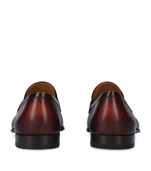 Magnanni Leather Penny Slot Loafers - Beige