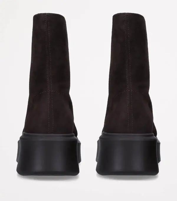 THE ROW Zipped Suede Ankle Boots - Brown