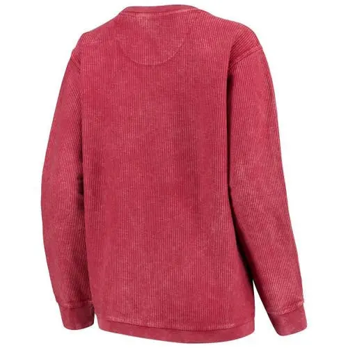PRESSBOX Wisconsin Badgers Comfy Cord Basic Arch Pullover Sweatshirt