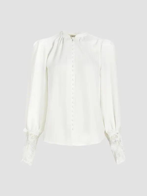 L'Agence Ava Lace Cuff Blouse - Ivory