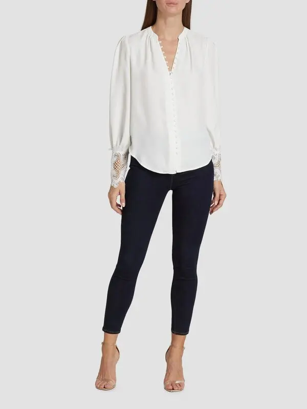 L'Agence Ava Lace Cuff Blouse - Ivory