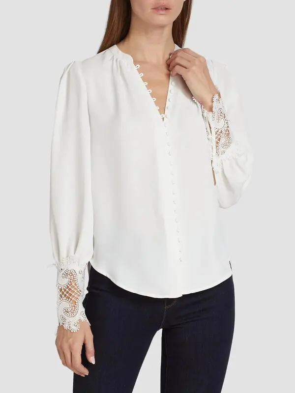 L'Agence Ava Lace Cuff Blouse - Ivory