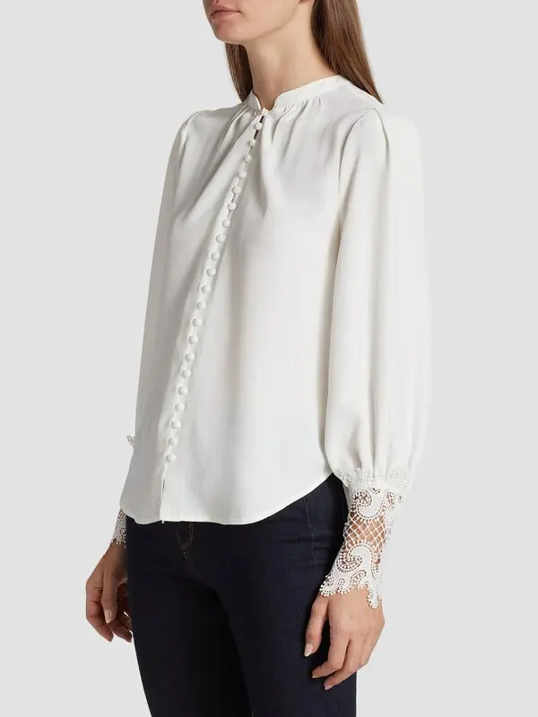 L'Agence Ava Lace Cuff Blouse - Ivory
