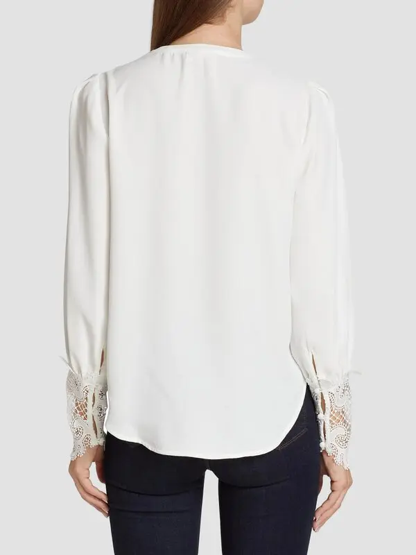 L'Agence Ava Lace Cuff Blouse - Ivory