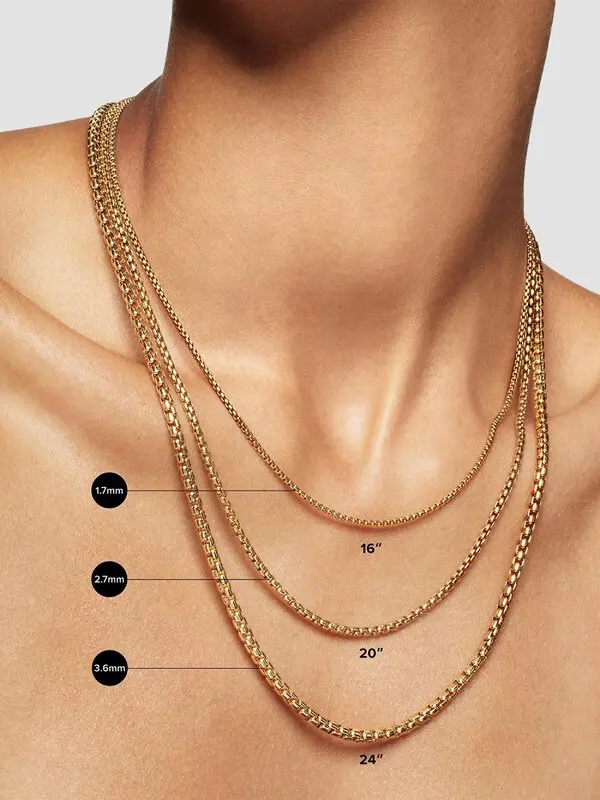 David Yurman Box Chain Necklace In 18k Yellow 2.7mm