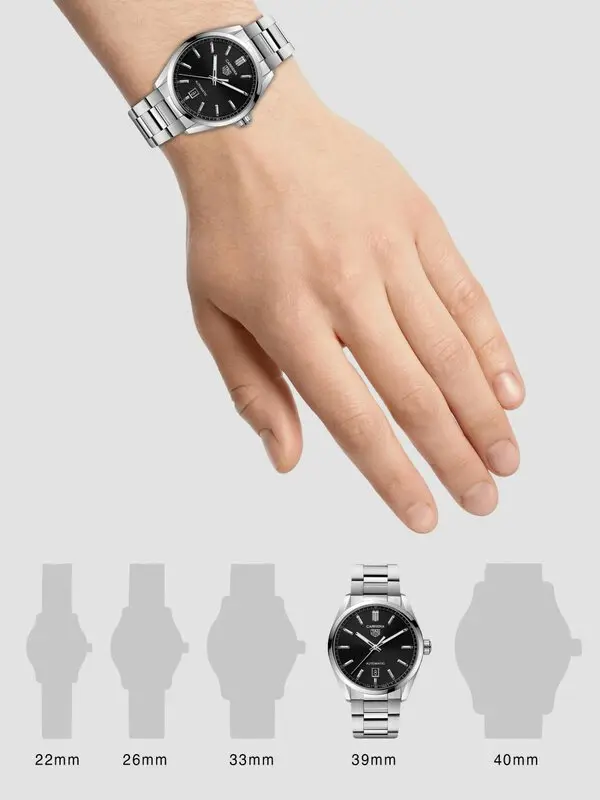 Tag Heuer Carrera Stainless Steel & Black Dial Automatic 39mm Bracelet Watch