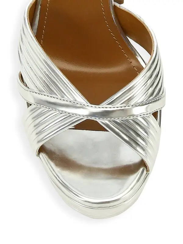 AQUAZZURA Sundance Metallic Platform Sandals - Silver