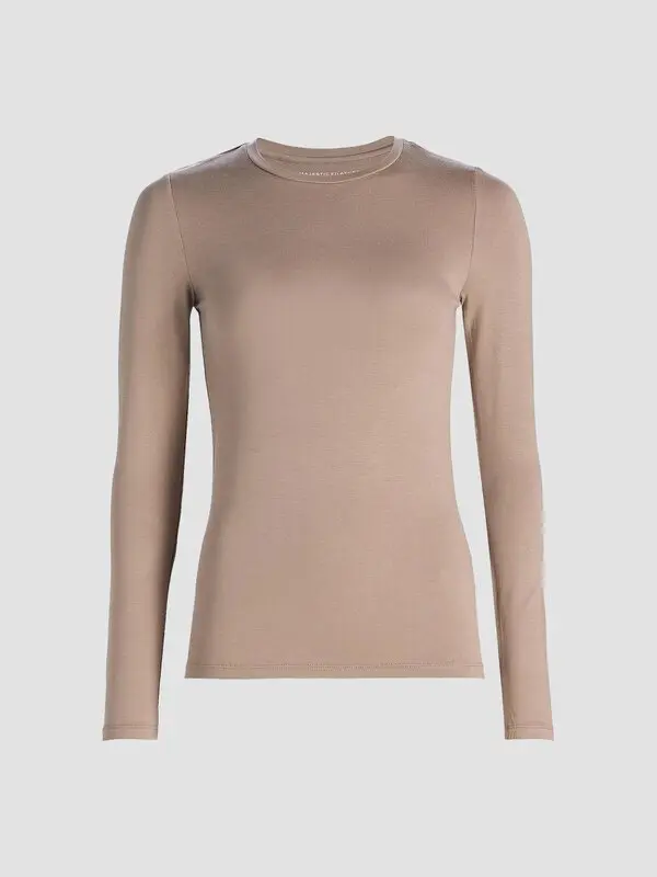 Majestic Filatures Soft Touch Crewneck Long-sleeve Top - Coffee Latte