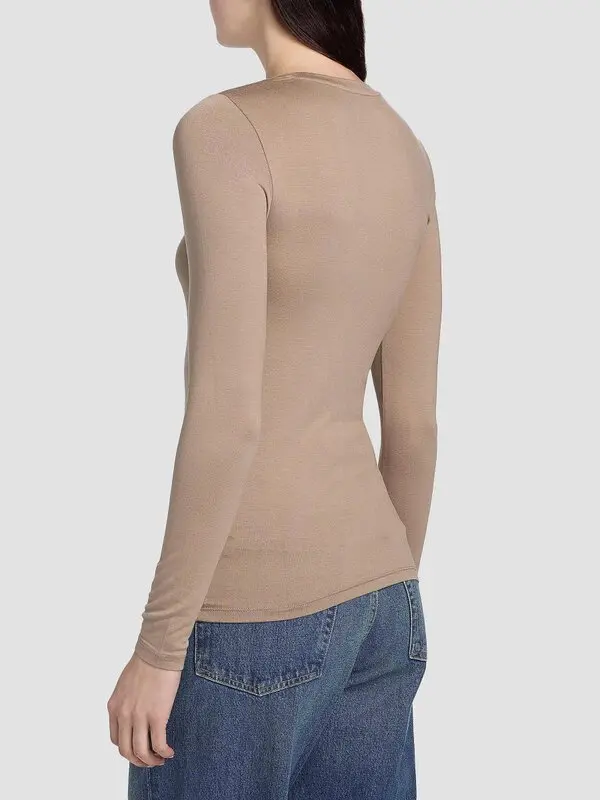 Majestic Filatures Soft Touch Crewneck Long-sleeve Top - Coffee Latte