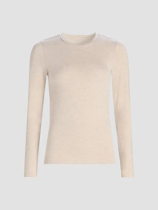 Majestic Filatures Soft Touch Crewneck Long-sleeve Top - Ecru Chine