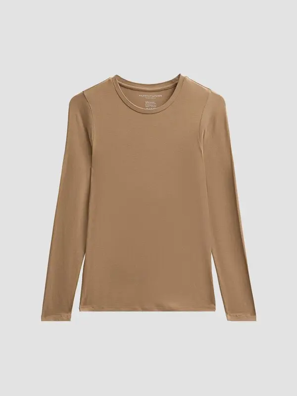 Majestic Filatures Soft Touch Crewneck Long-sleeve Top - Havana