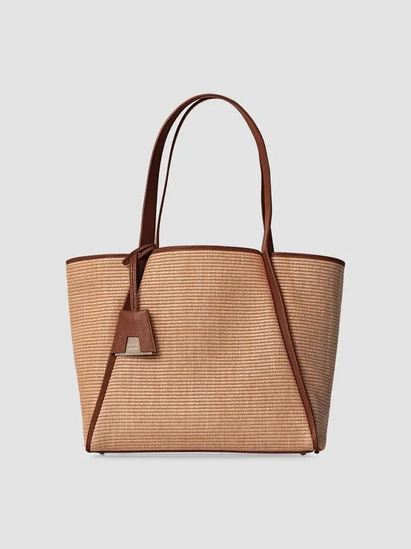 Akris Alex Leather-trimmed Raffia Tote