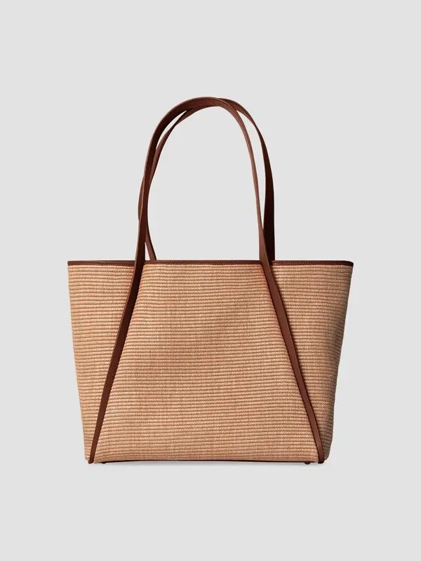 Akris Alex Leather-trimmed Raffia Tote