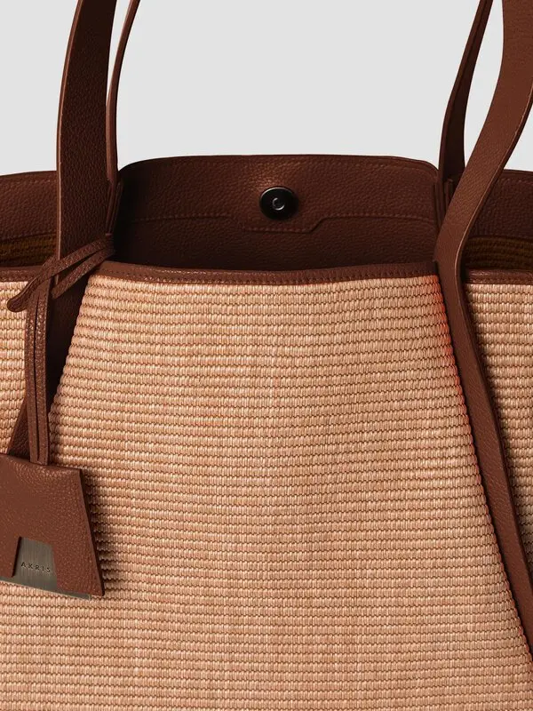 Akris Alex Leather-trimmed Raffia Tote