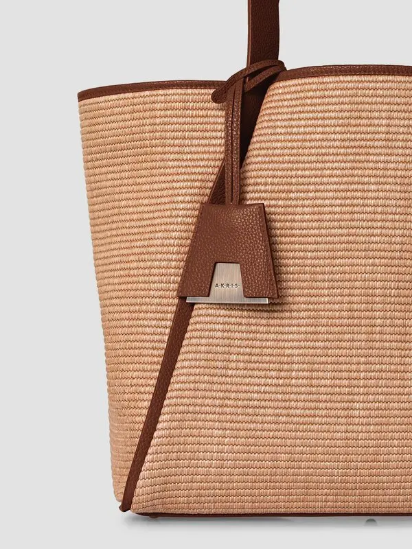 Akris Alex Leather-trimmed Raffia Tote