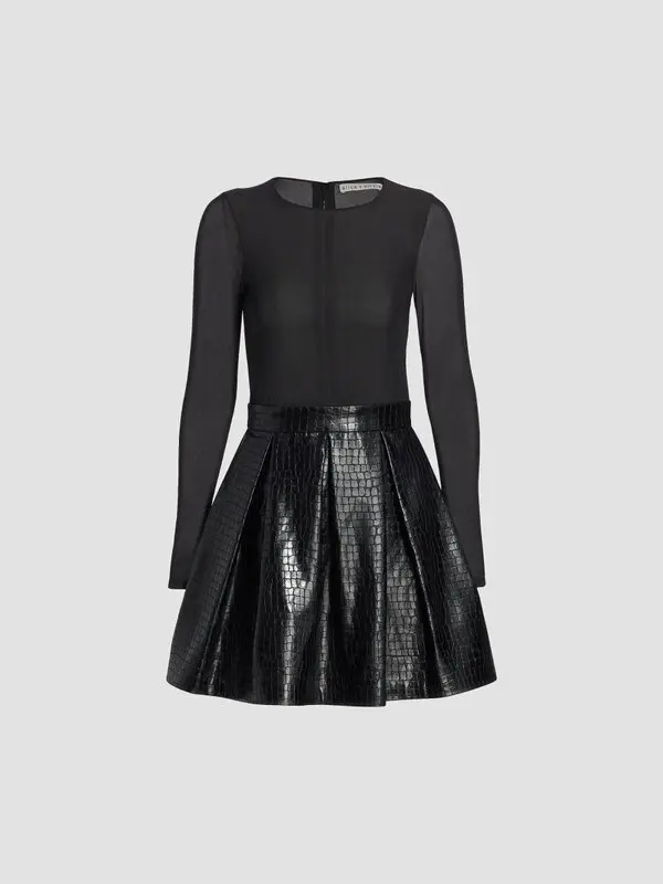 Alice + Olivia Chara Faux Leather Party Dress - Black