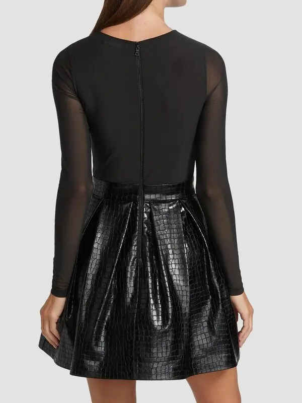 Alice + Olivia Chara Faux Leather Party Dress