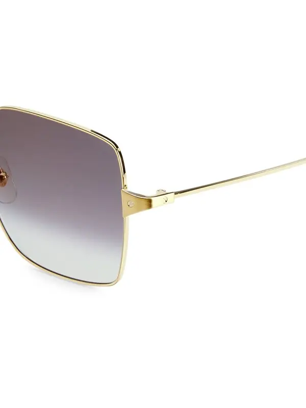 Cartier Santos De 57mm Square Sunglasses - Smooth Gold
