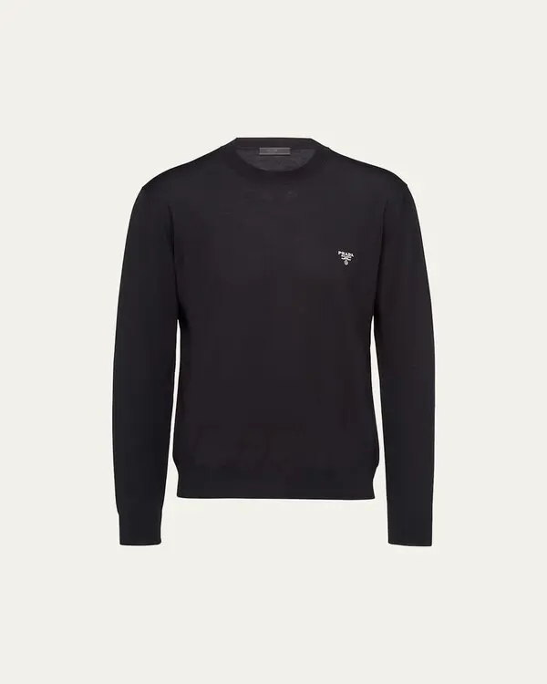 Prada Superfine Wool Crewneck Sweater - Nero