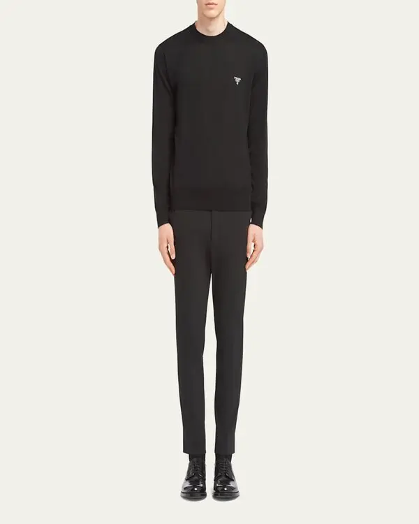 Prada Superfine Wool Crewneck Sweater - Nero