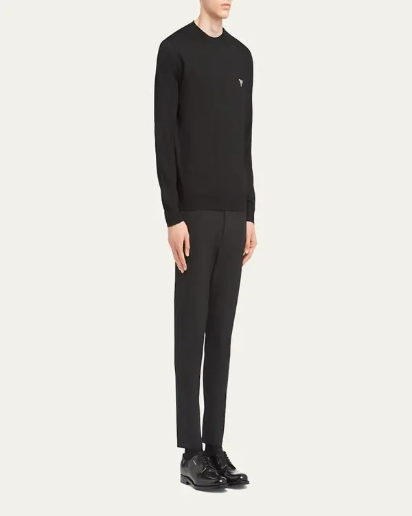 Prada Superfine Wool Crewneck Sweater - Nero