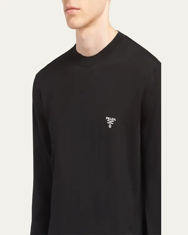 Prada Superfine Wool Crewneck Sweater - Nero