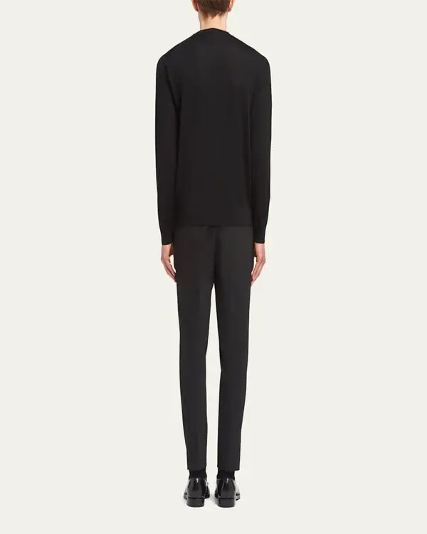 Prada Superfine Wool Crewneck Sweater - Nero